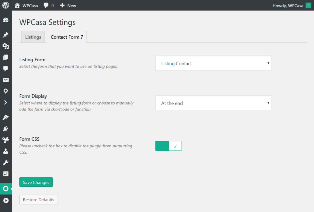 WPCasa Contact Form 7 | WPCasa Documentation
