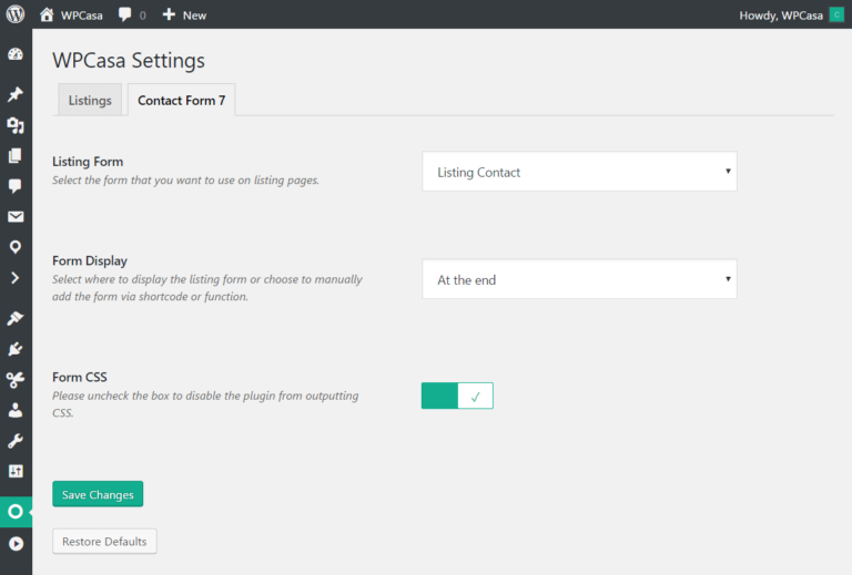 WPCasa Contact Form 7 | WPCasa Documentation